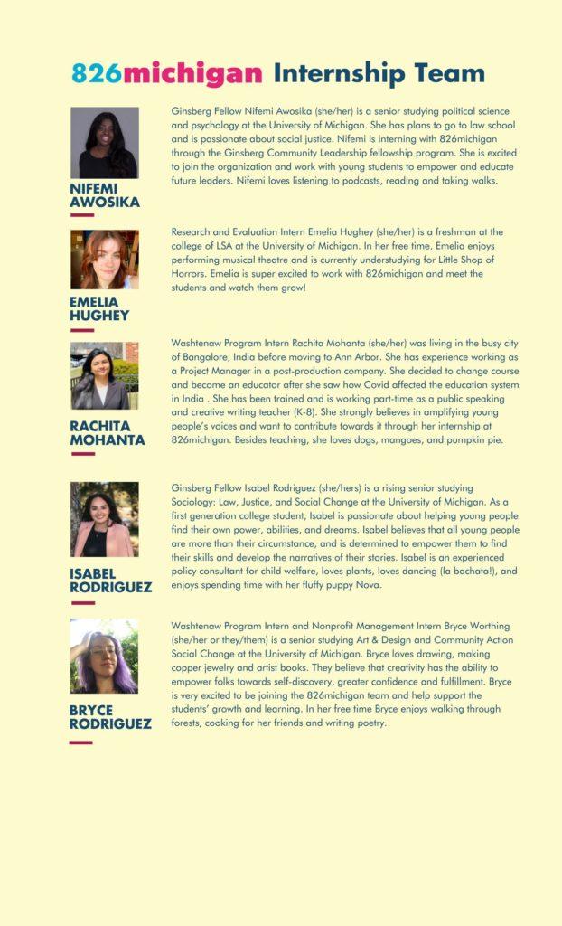 Please Meet Our Illustrious Fall 2022 and year-long INTERNS! - 826michigan